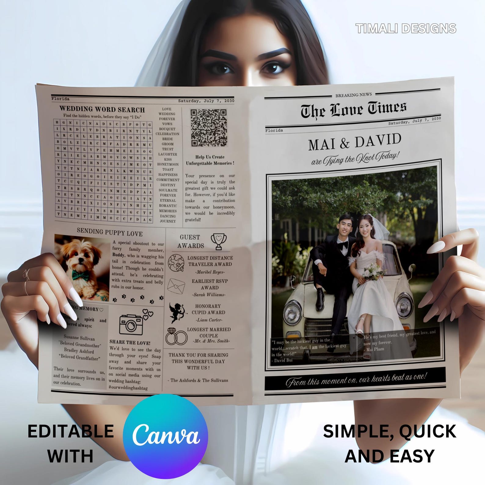 Digital Wedding Newspaper Wedding Program Template With Photo – Big Day ...
