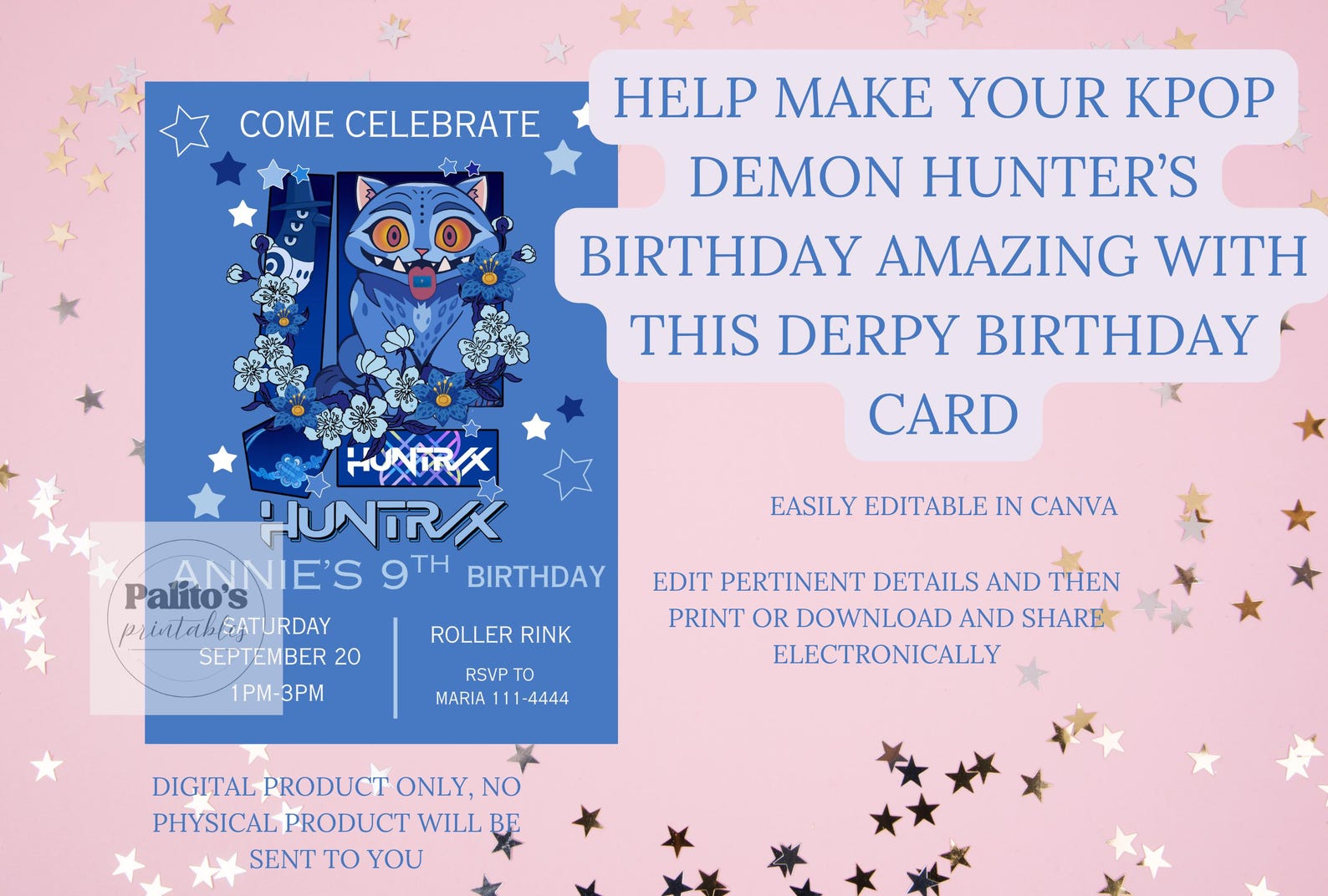 Kpop Demon Hunters Derpy Editable Birthday Invite - Etsy