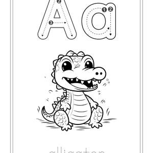 Animal Alphabet Tracing Coloring Book - Etsy