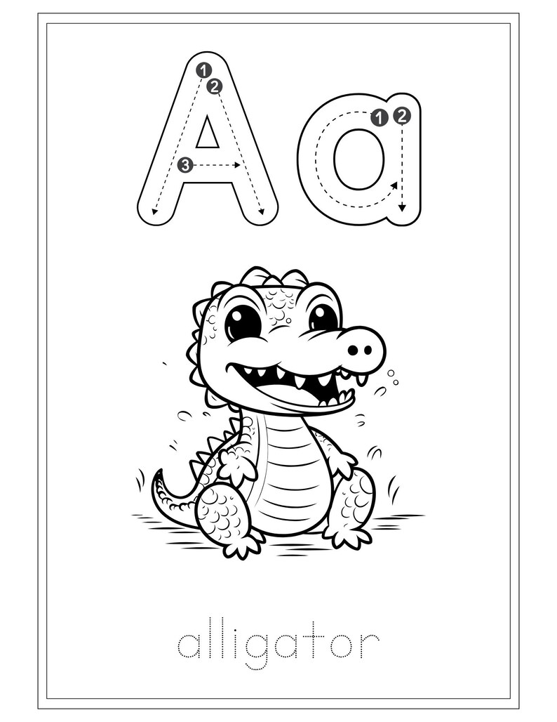 Animal Alphabet Tracing Coloring Book - Etsy