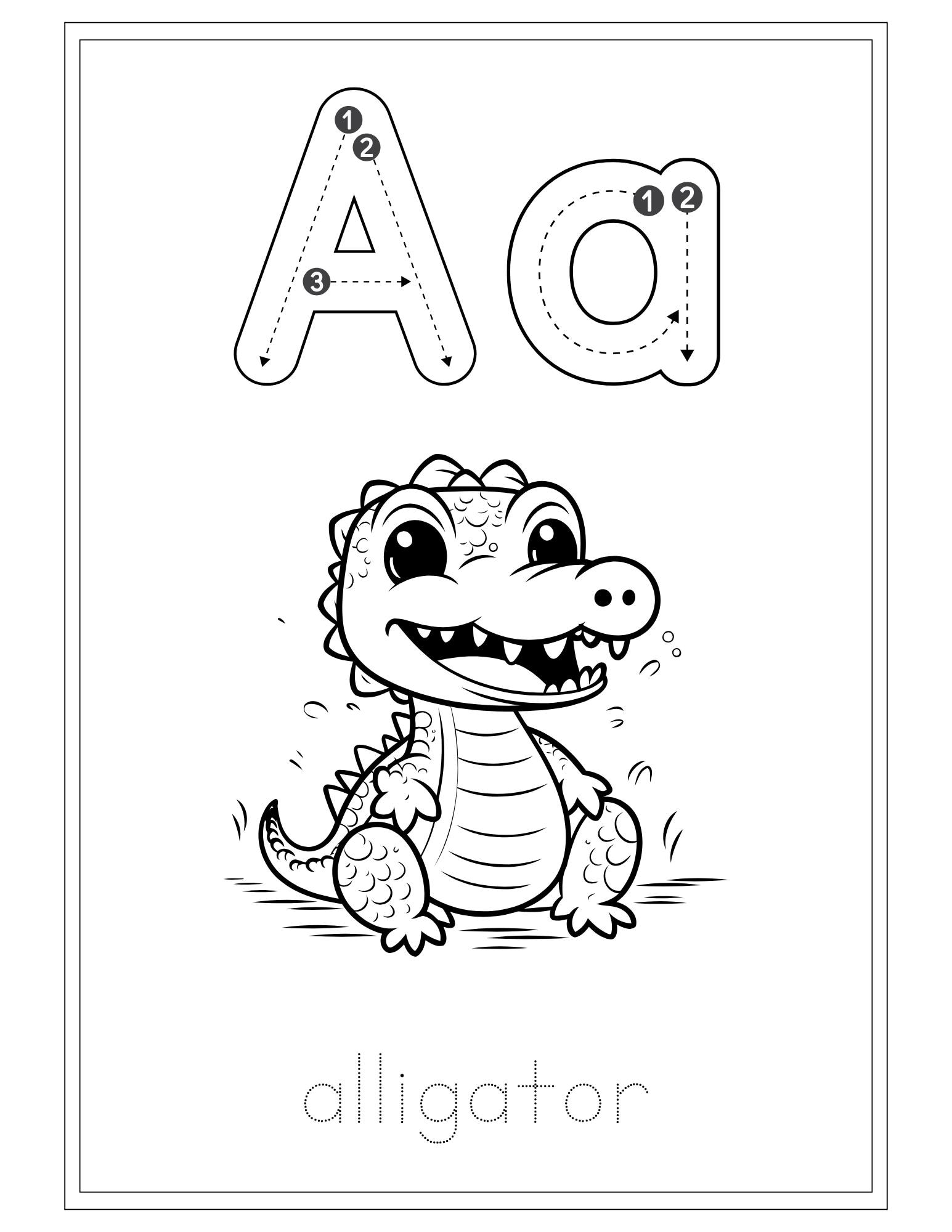 Animal Alphabet Tracing Coloring Book - Etsy