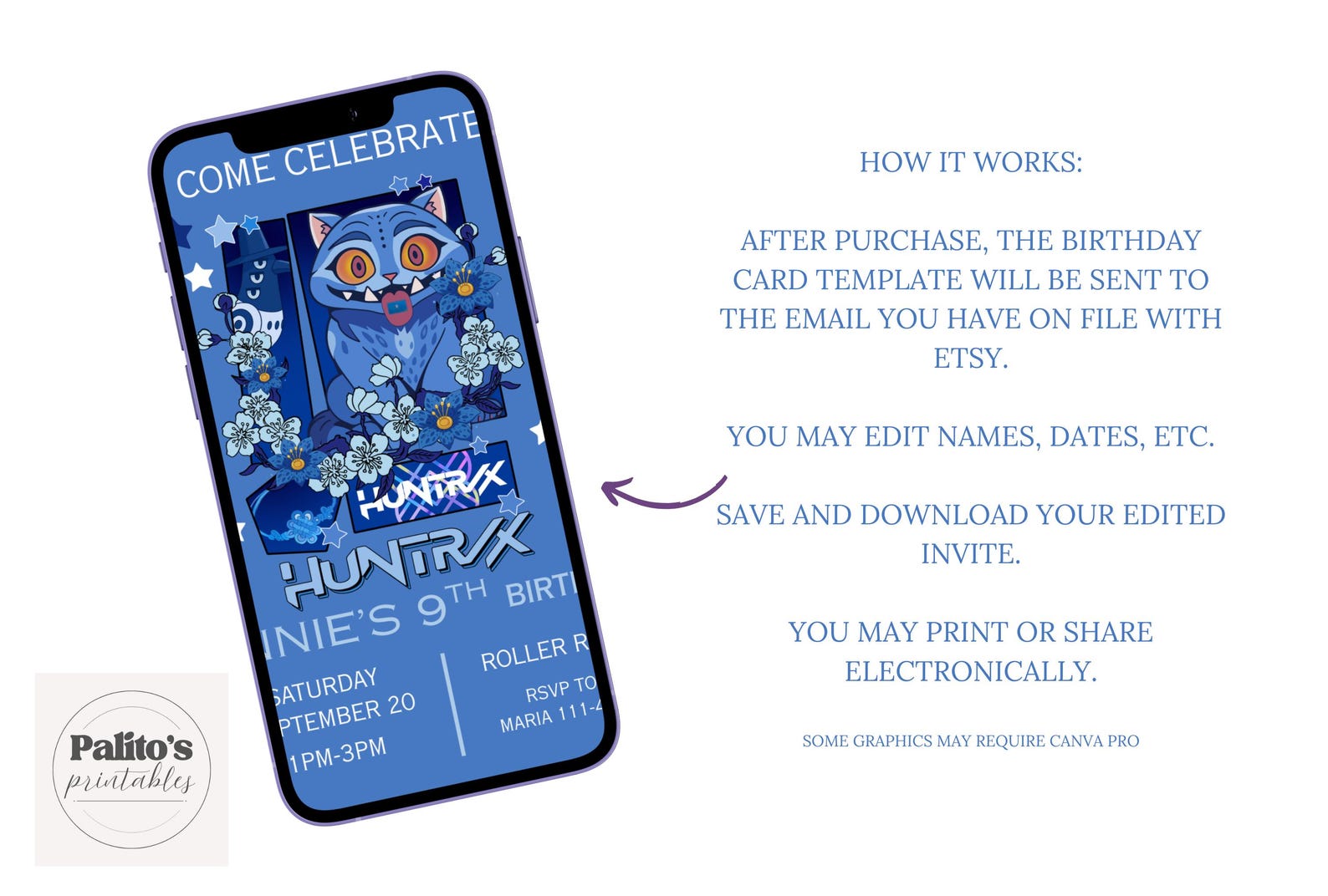 Kpop Demon Hunters Derpy Editable Birthday Invite - Etsy