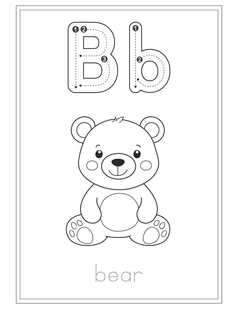 Animal Alphabet Tracing Coloring Book - Etsy