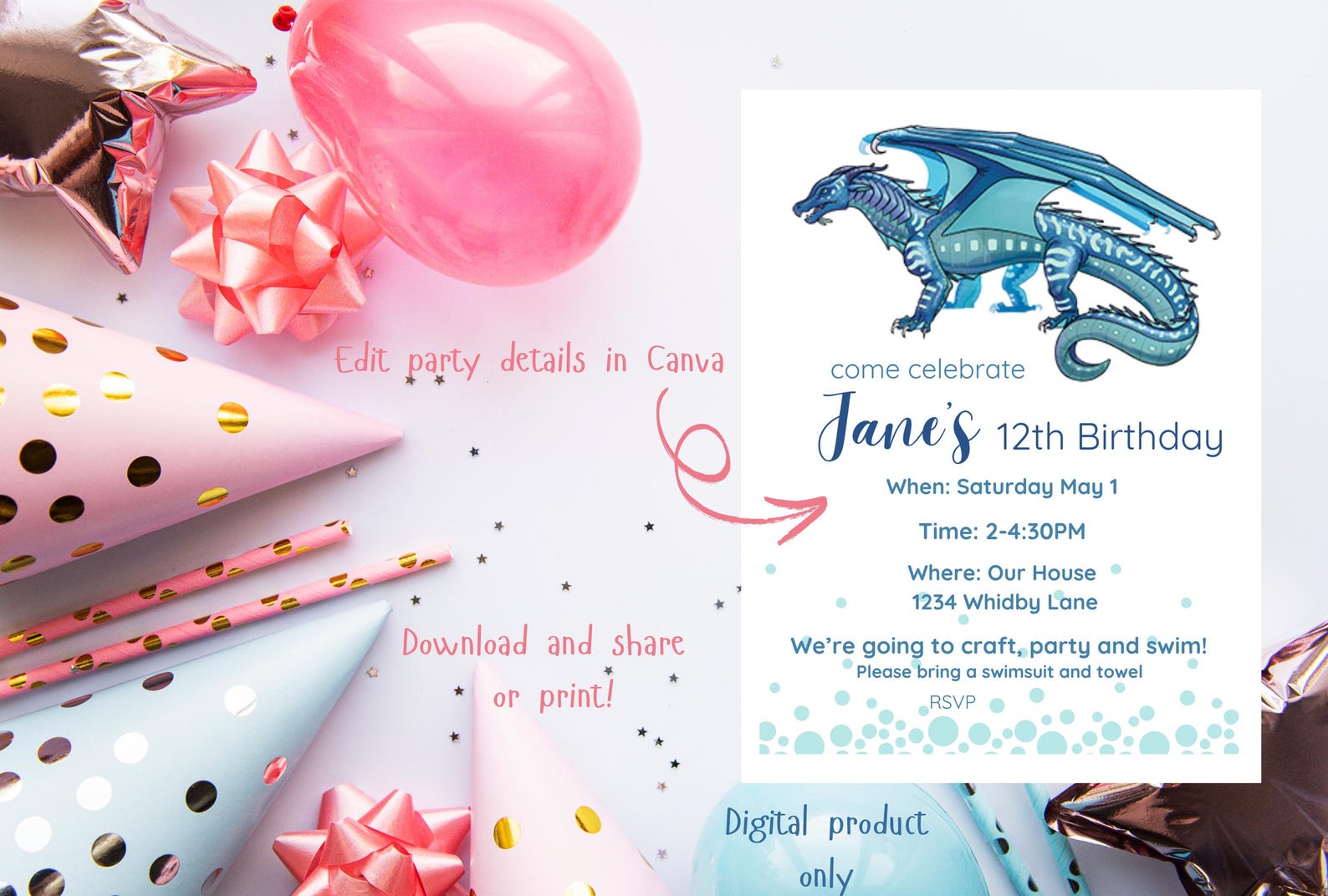 Wings of Fire Birthday Invitation - Etsy
