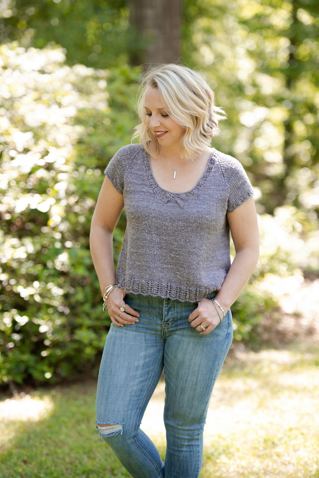 Solstice Tee Knitting Pattern: Women's Cap Sleeve Pullover (digital ...