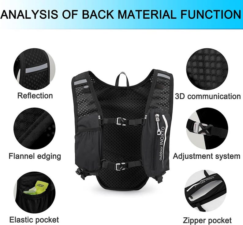 INOXTO Running Hydration Vest Backpack, With 1.5L Water Bladder Bag ...