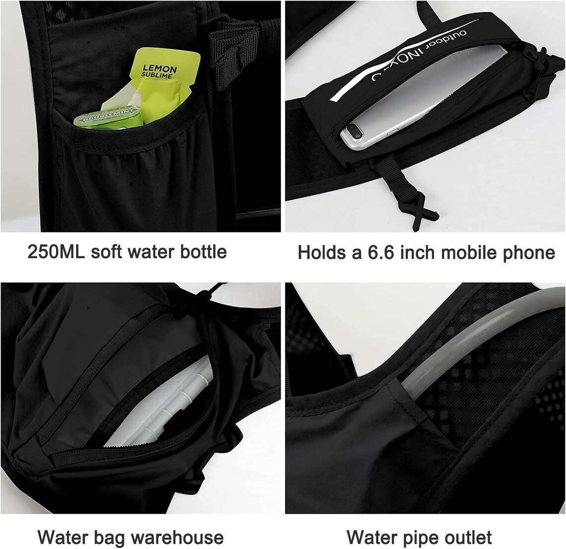 INOXTO Running Hydration Vest Backpack, With 1.5L Water Bladder Bag ...