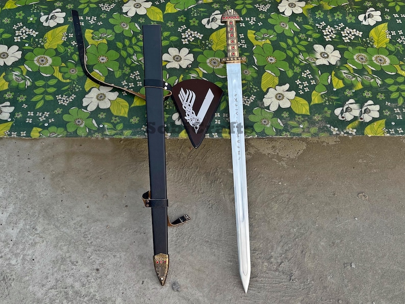 Viking Sword of Ragnar Lothbrok With Free Scabbard and Wall Mount High ...