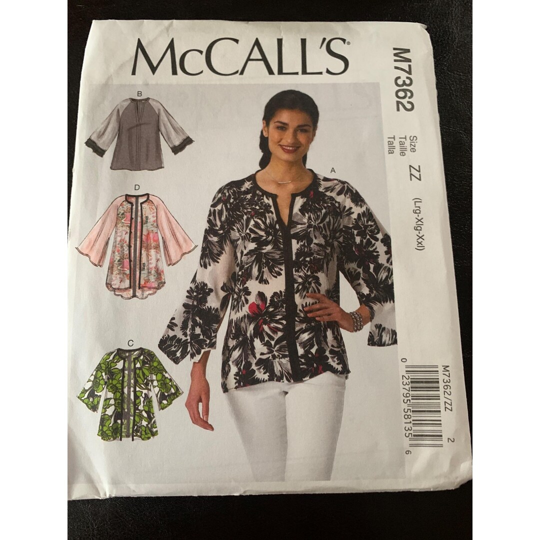 Mccalls Shirt Sewing Pattern Size Large Xlarge Xxlarge M7362 - Uncut ...