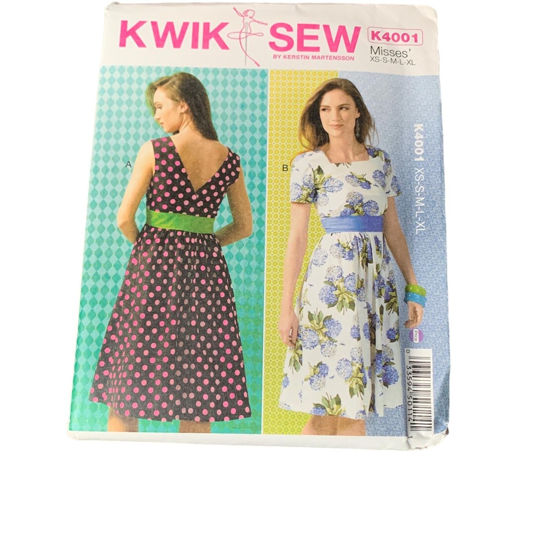 Kwik Sew K4001 Dress Pattern Sewing Size XS Small Medium Large Xlarge ...