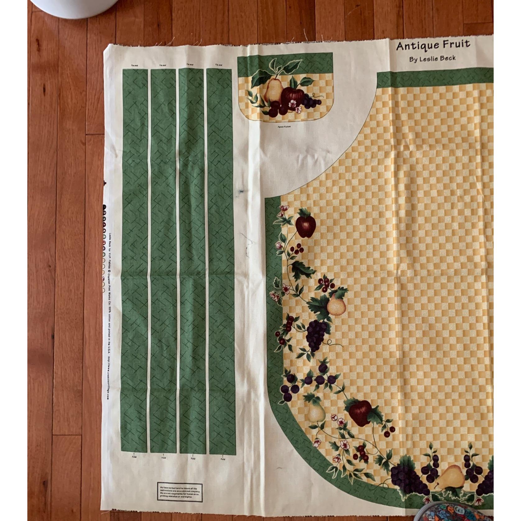 Antique Fruit Apron Sewing Fabric Panel by Leslie Beck 1990s - Etsy