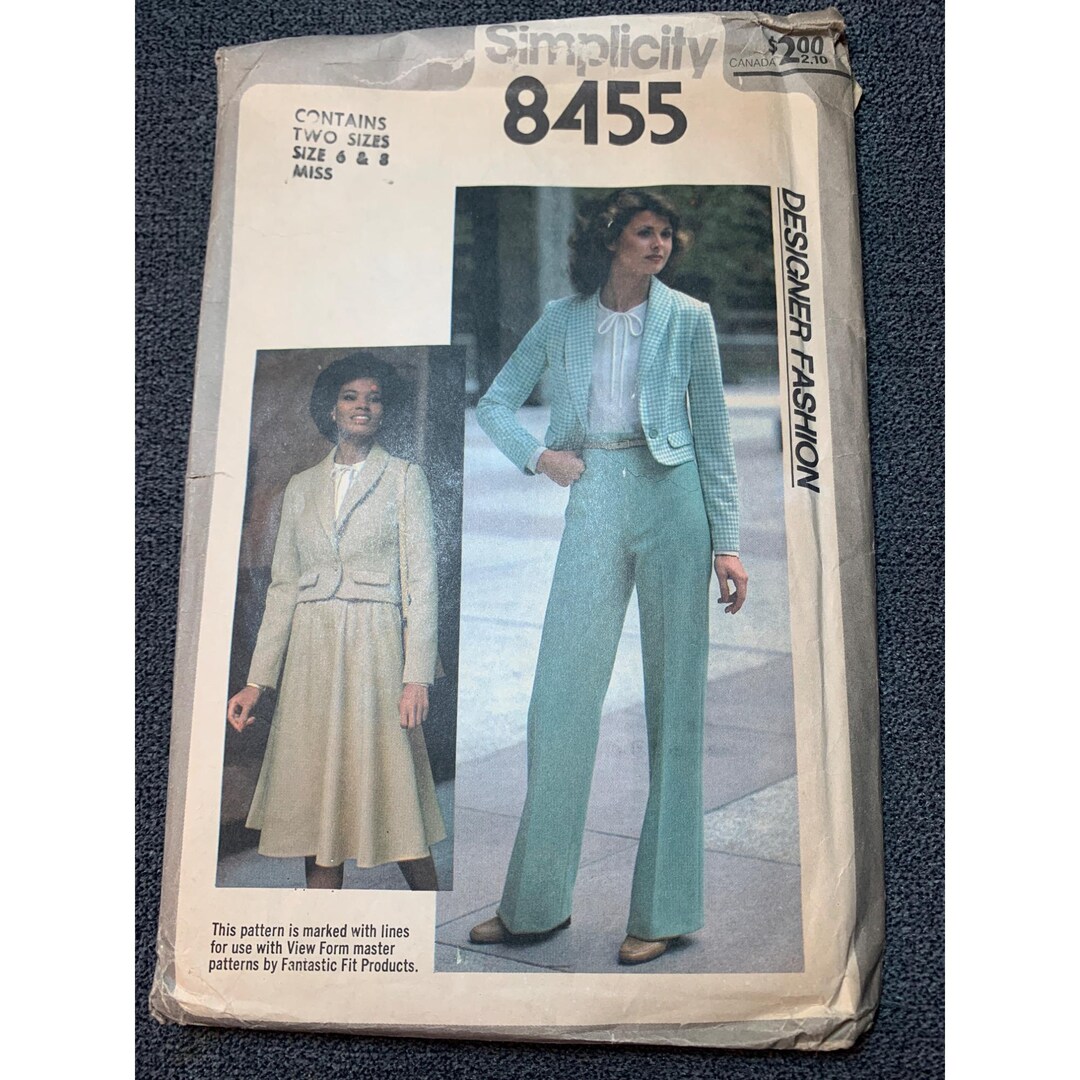 Simplicity 8455 Vintage Sewing Pattern Jacket Shirt Skirt Pants Sizes 6 8 1970s - Etsy