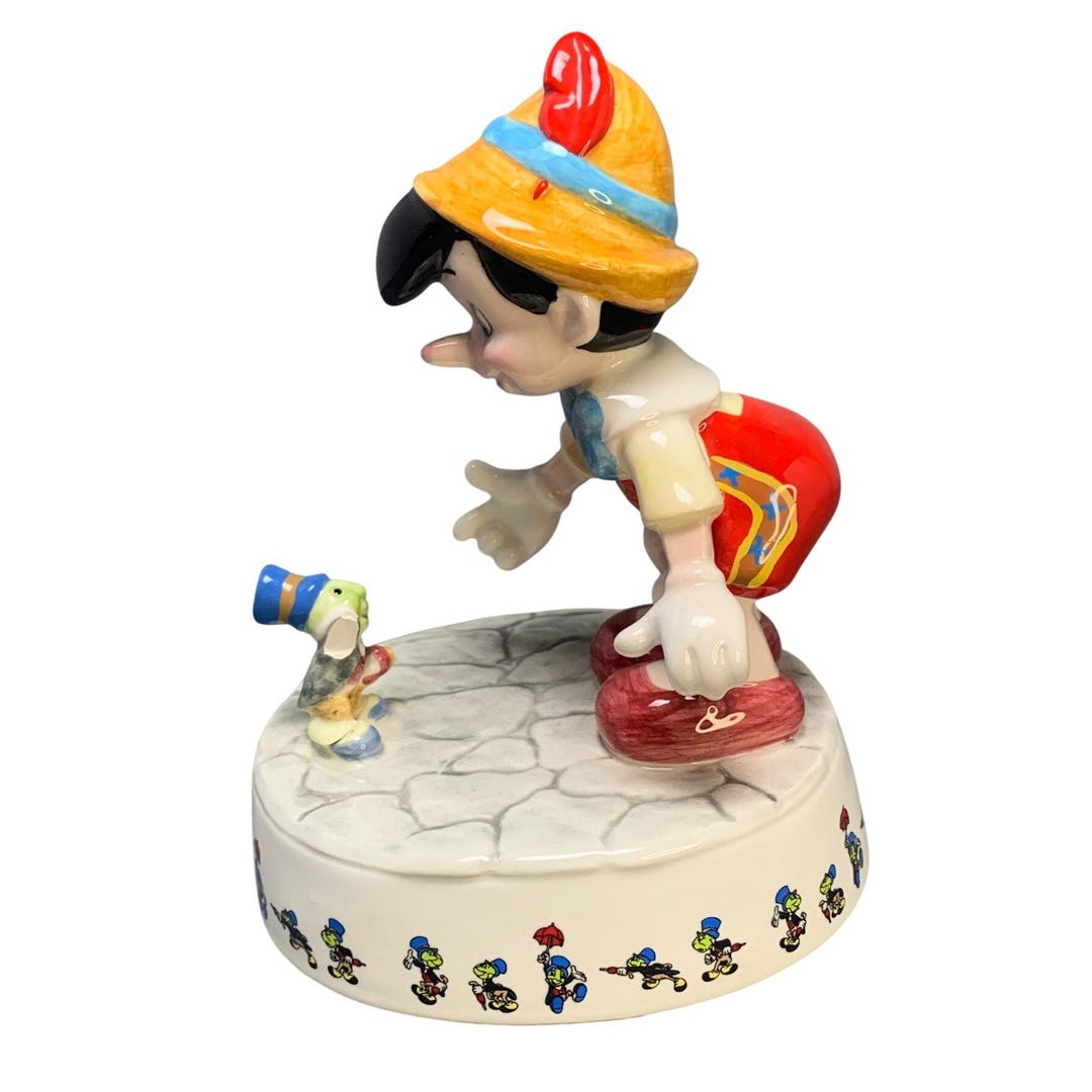 Pinocchio & Jiminy Cricket Musical Figurine Vintage Schmid Porcelain ...