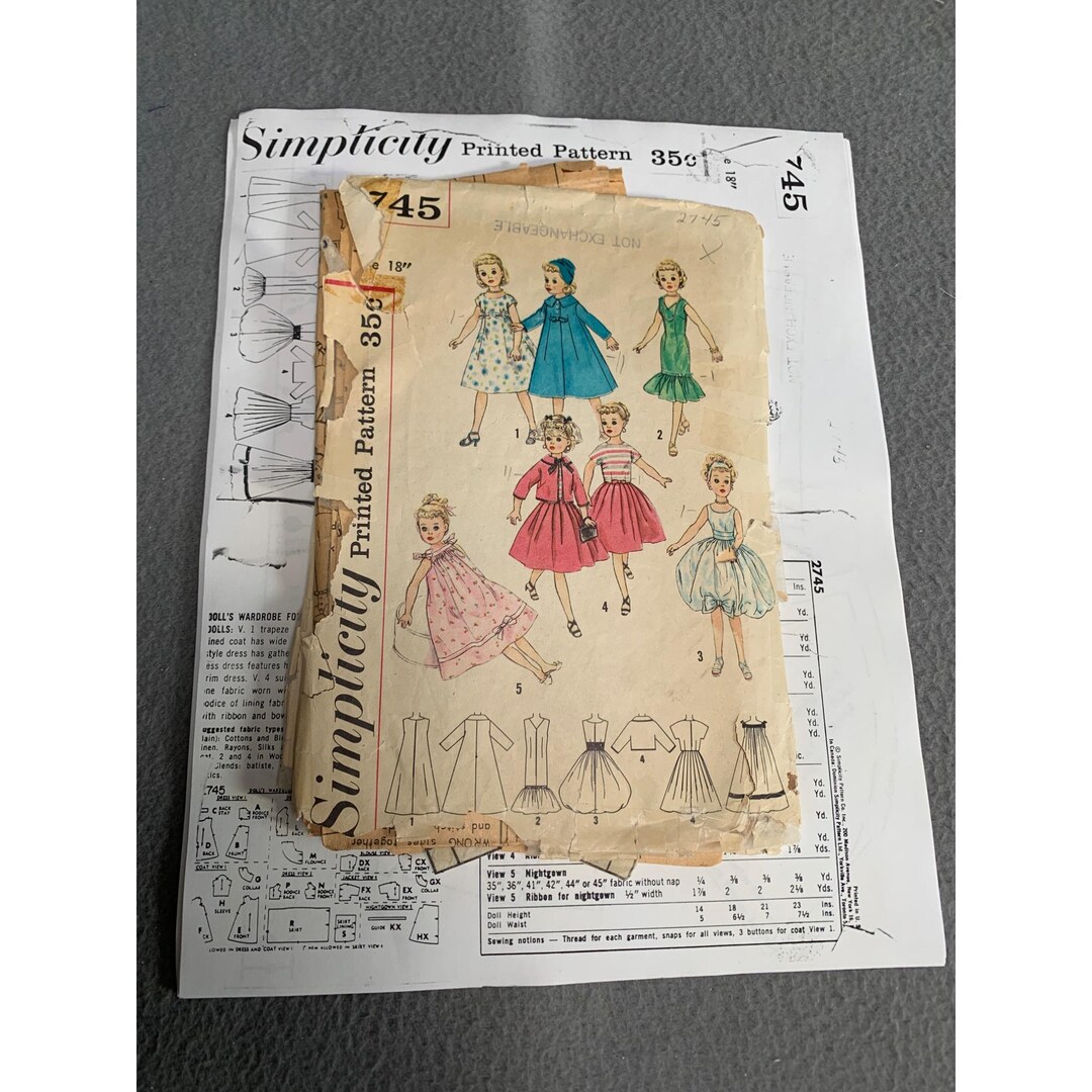 Simplicity Revlon 18 Doll Clothes Pattern 2745 Sewing 1940s - Etsy