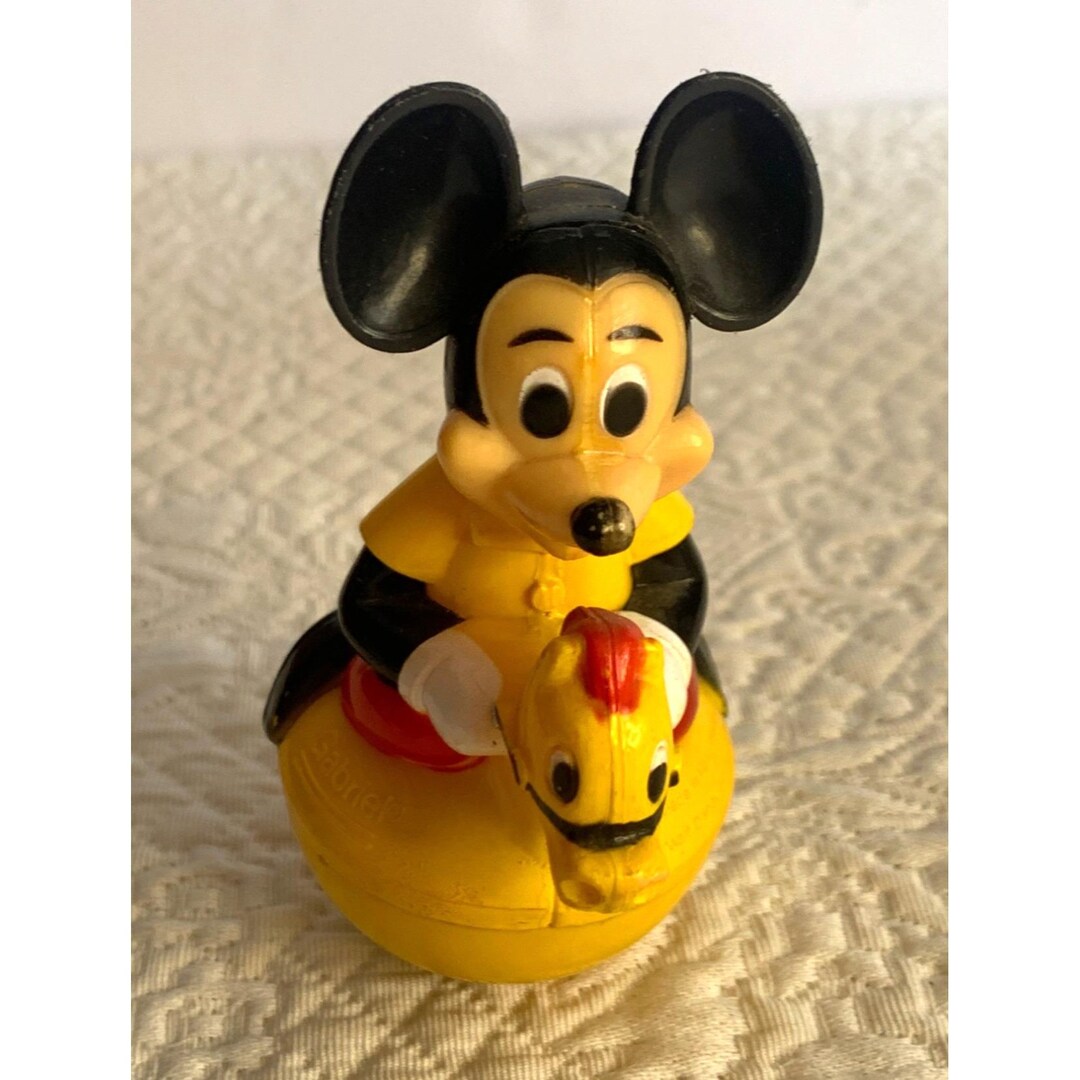 Gabriel Disney Mickey Mouse on Horse Yellow Roly-poly Vintage Rattle ...
