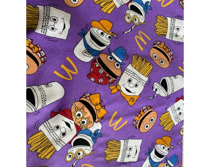 Vintage Happy Meal Gang Golden Arches Mcdonalds Spectrix Flannel Fabric ...