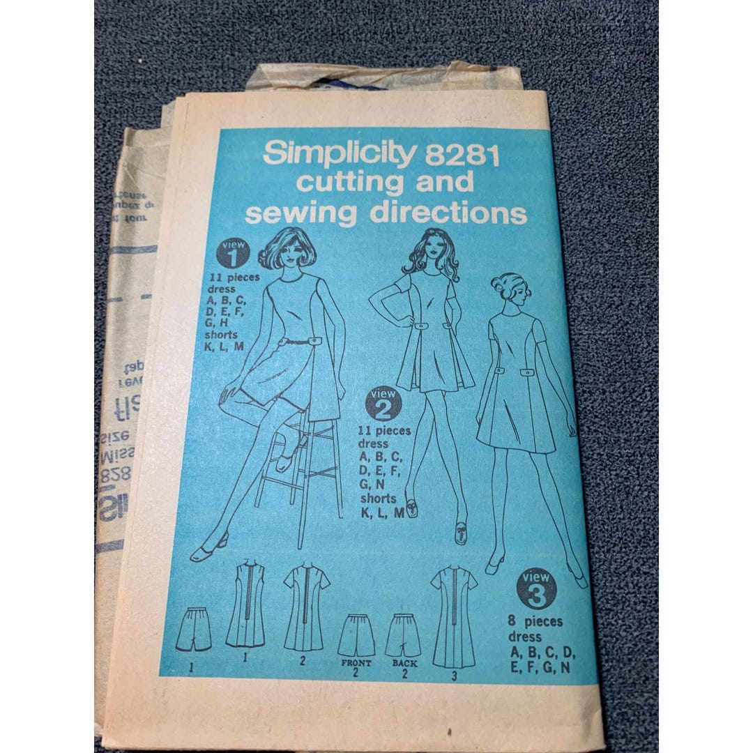 Simplicity 8281 Vintage Sewing Pattern 1960s Womens Dress Shorts Size ...