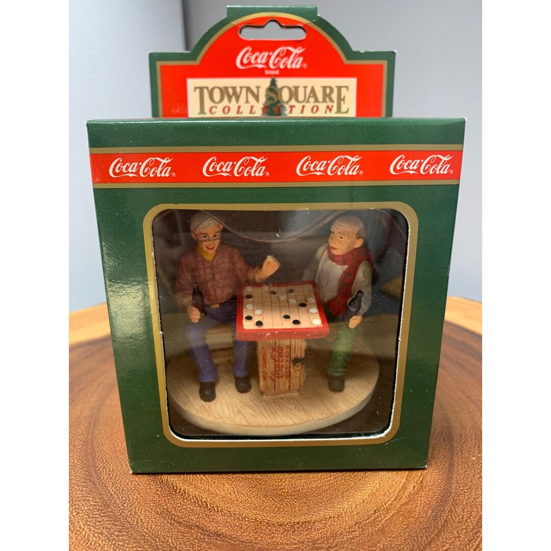 Coca-cola Town Square Collection Checker Players Figurine in Box 1994 ...