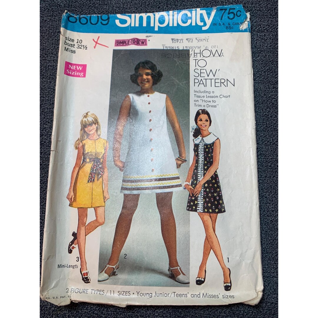 Simplicity 8609 Vintage 1960s Dress Sewing Pattern Size 10 Misses - Etsy