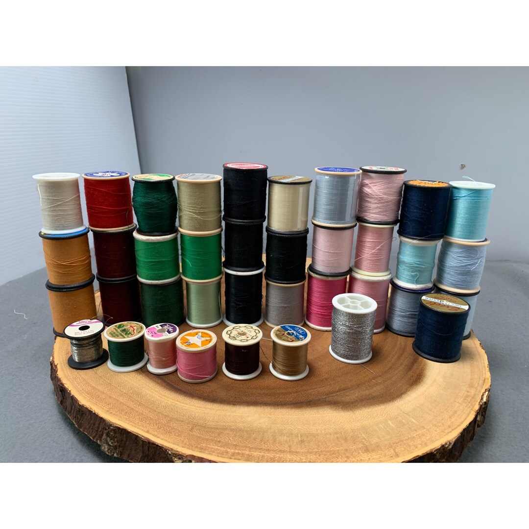 Vintage Sewing Thread Spools Collection Assorted Colors & Brands Cotton ...