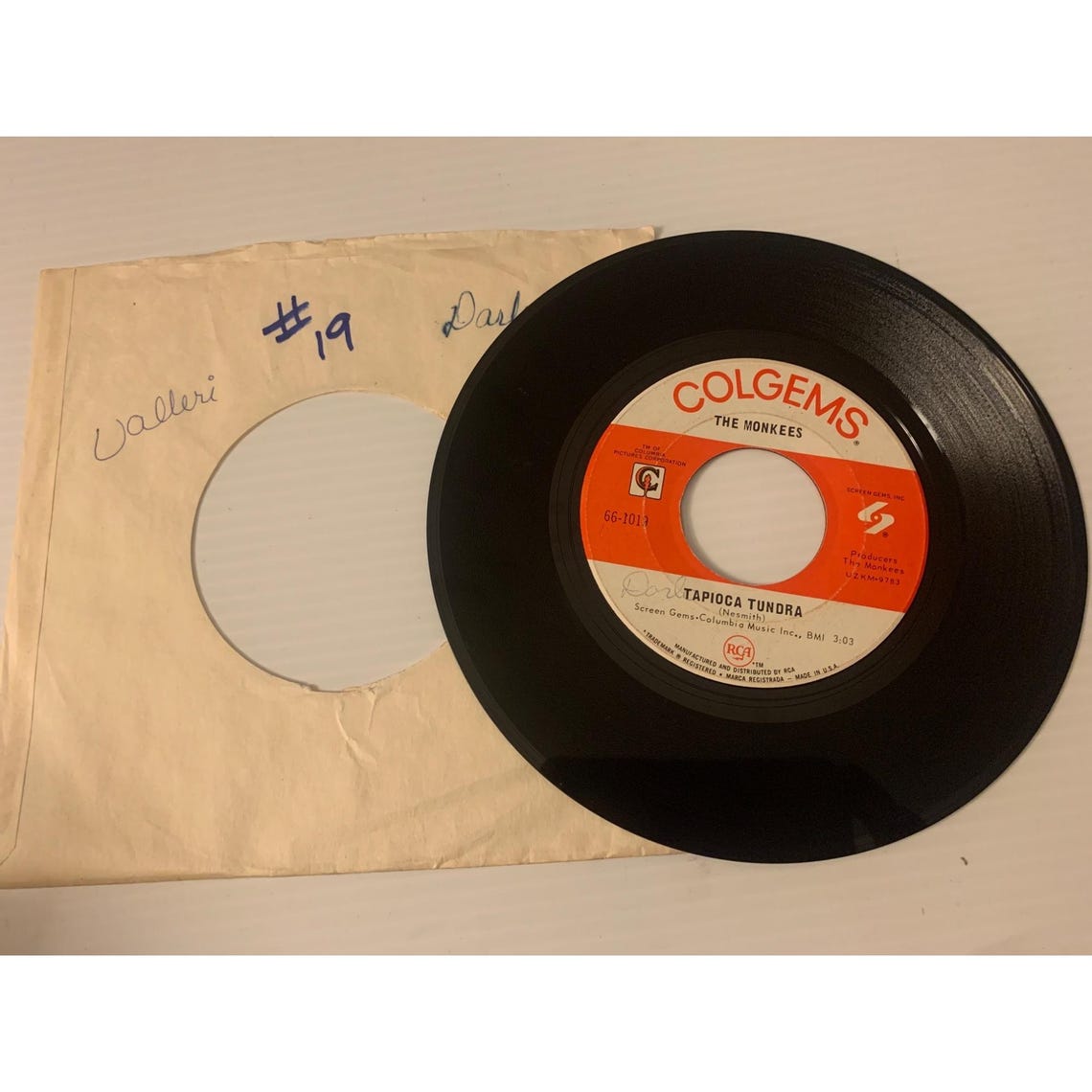 The Monkees Colgems 45 RPM Vinyl Record Tapioca Tundra/valleri 1960s - Etsy