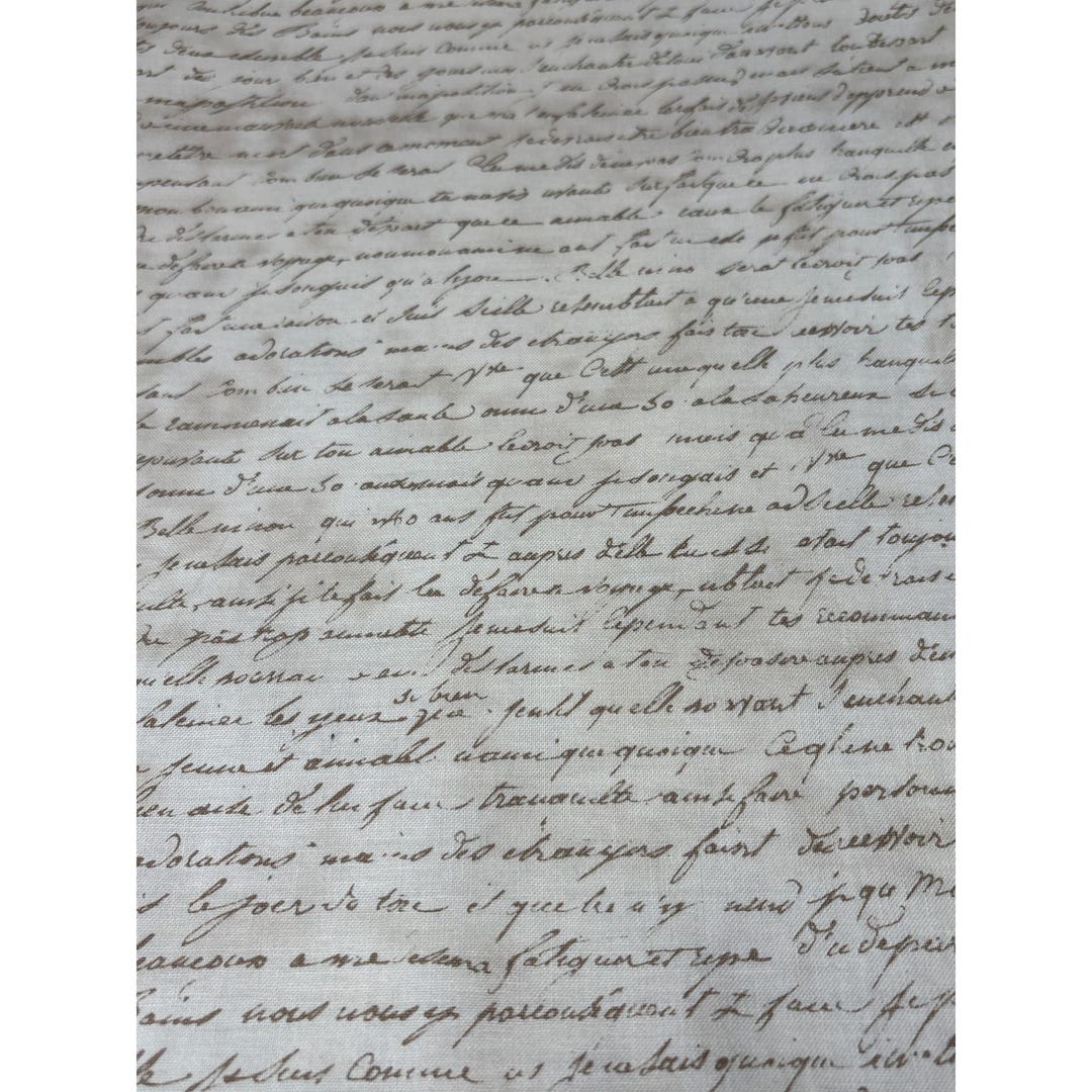 Antique Calligraphy 1/2 Yard X 44" Cream Script Fabric by Holly ...