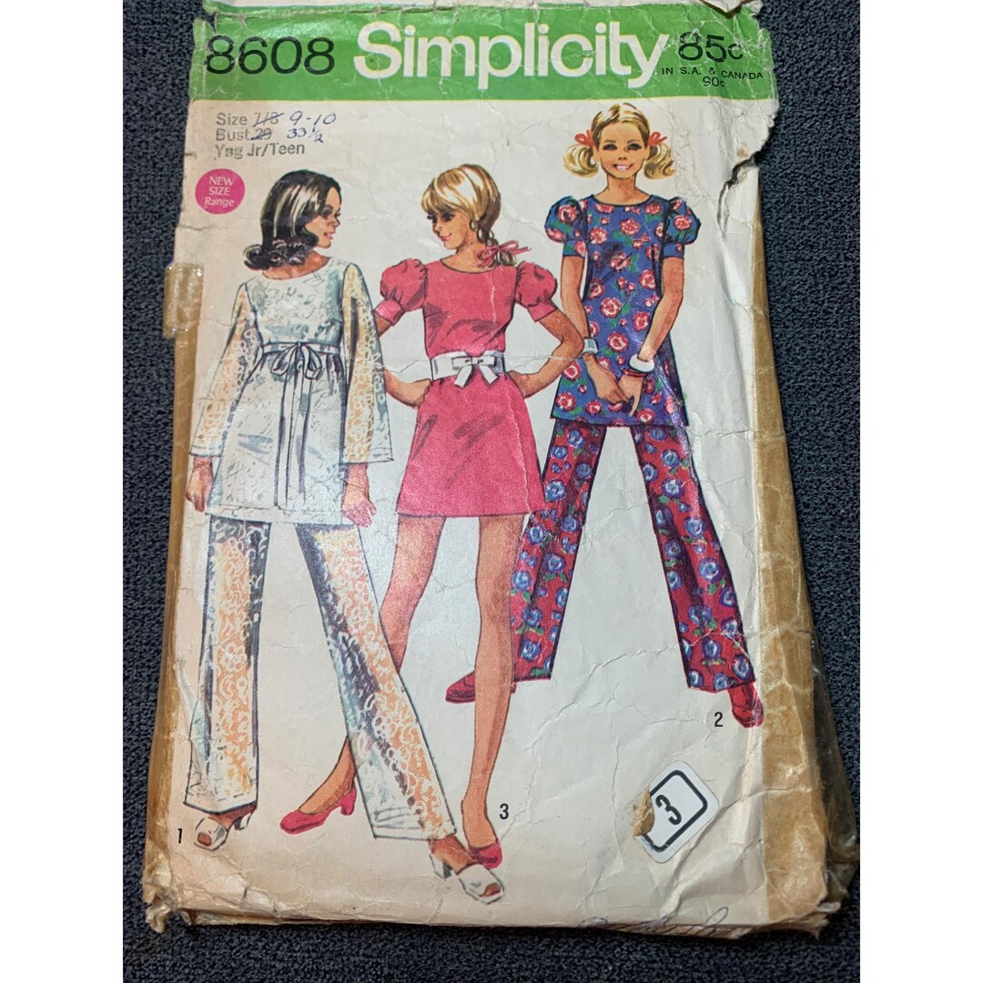 Simplicity 8608 Vintage Sewing Pattern Junior/teen Dress Pants Set Size ...