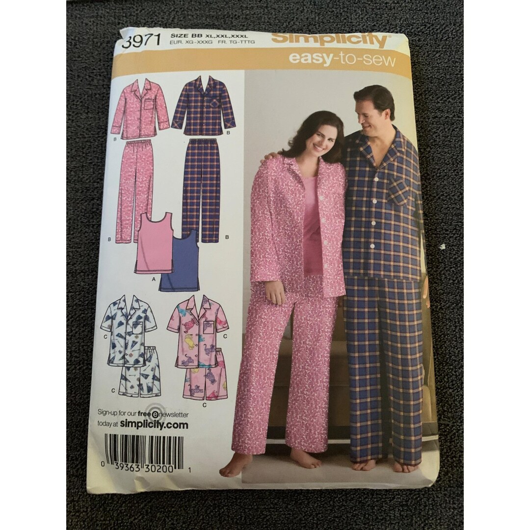 Simplicity 3971 Easy-to-sew Pajama Pattern Uncut Size Xlarge 2xlarge ...