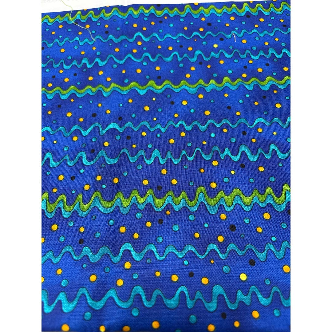 Hi-jinx by Clothworks Blue Fabric 28x22" Wavy & Dotted Pattern for ...