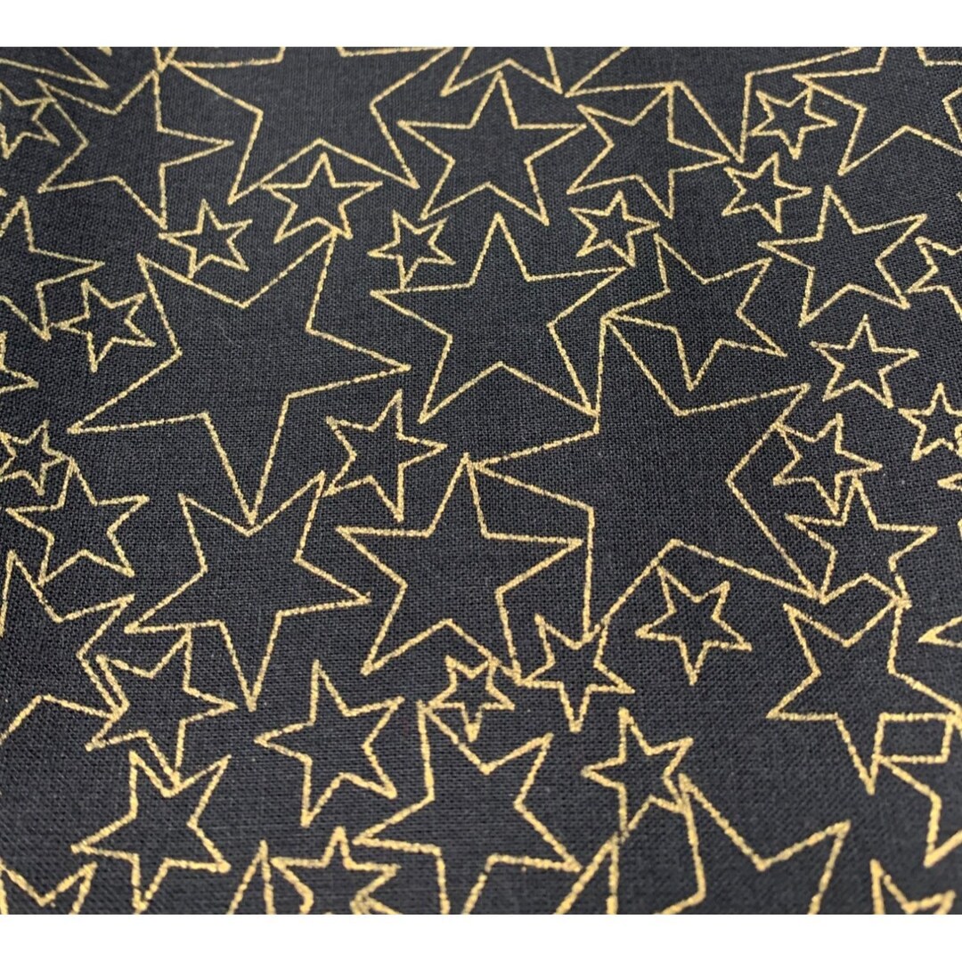 Black & Gold Star Pattern Fabric 23" X 44" Cotton Quilting Craft - Etsy