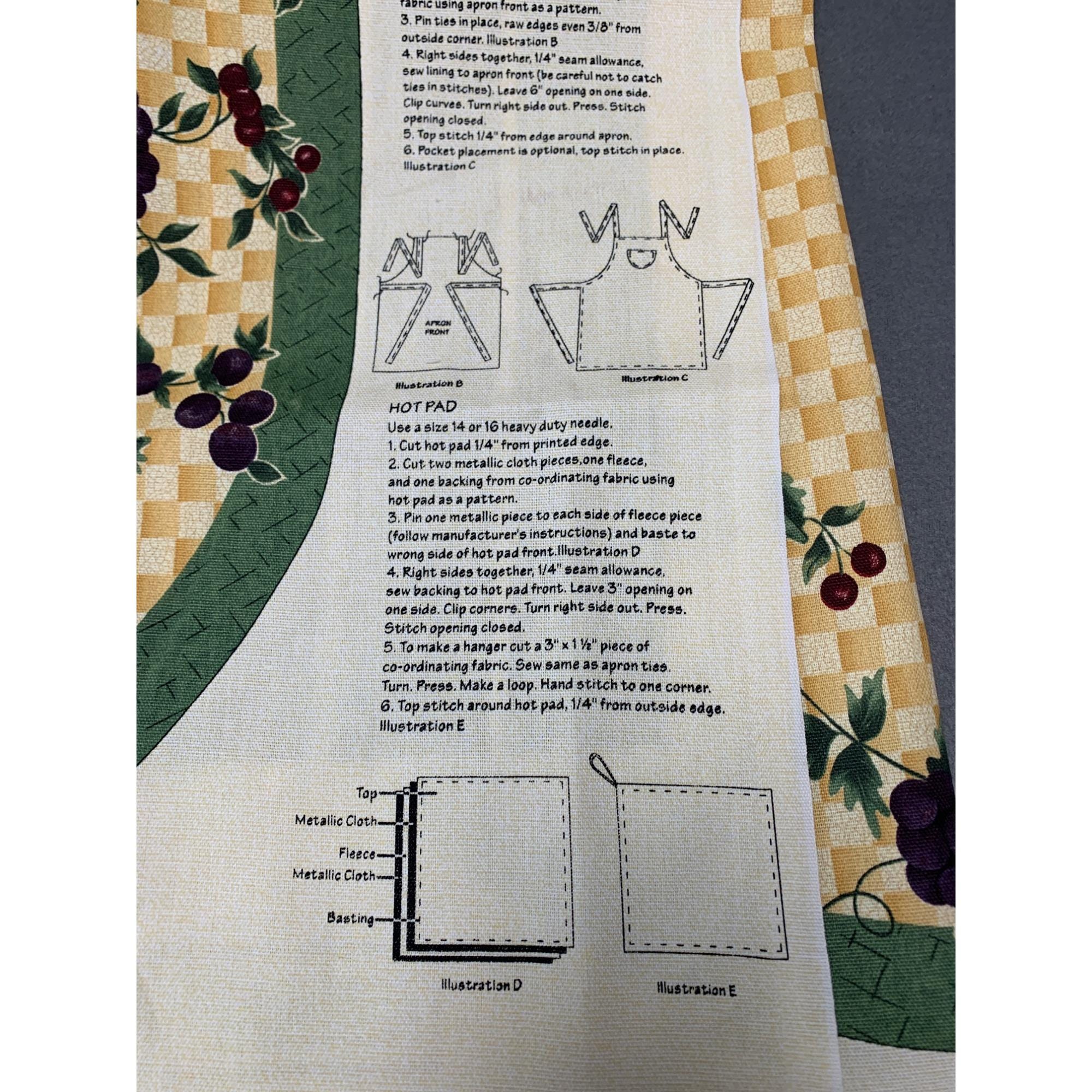 Antique Fruit Apron Sewing Fabric Panel by Leslie Beck 1990s - Etsy