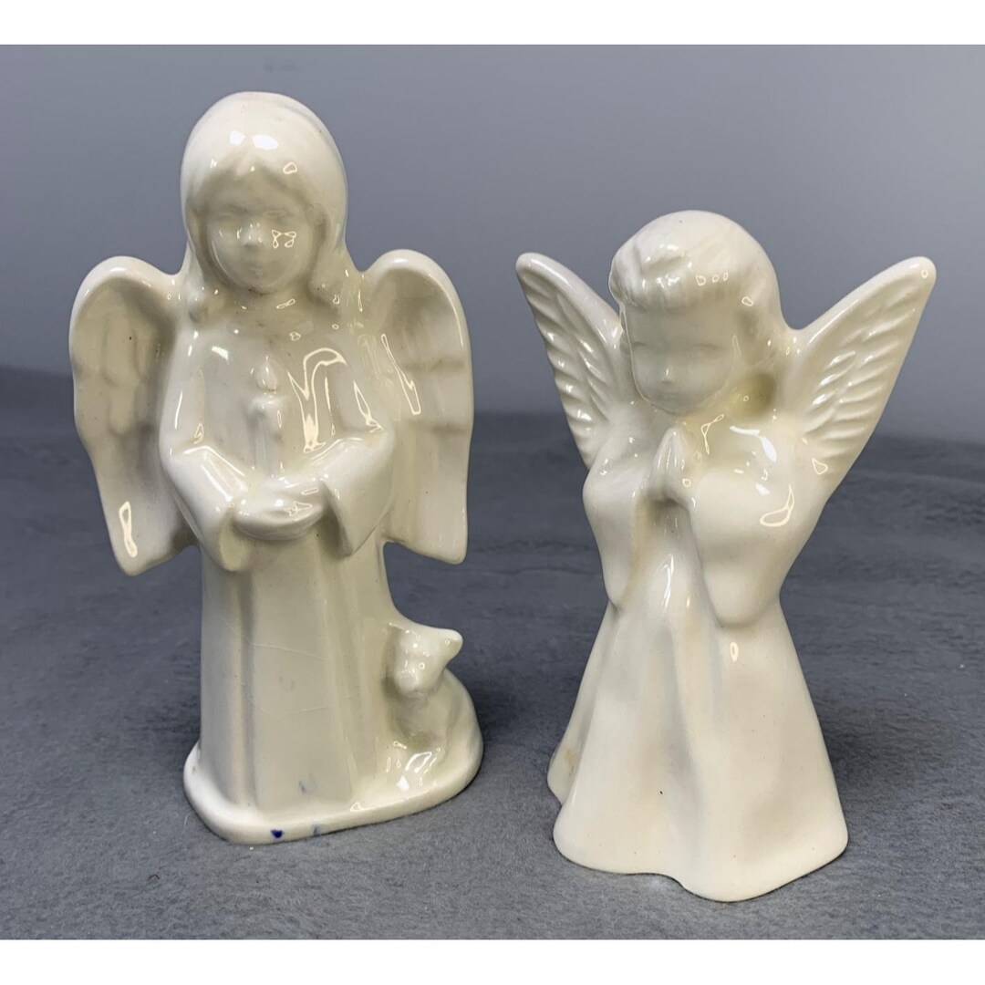 Vintage Ceramic Angel Figurines Set of 2 - Etsy