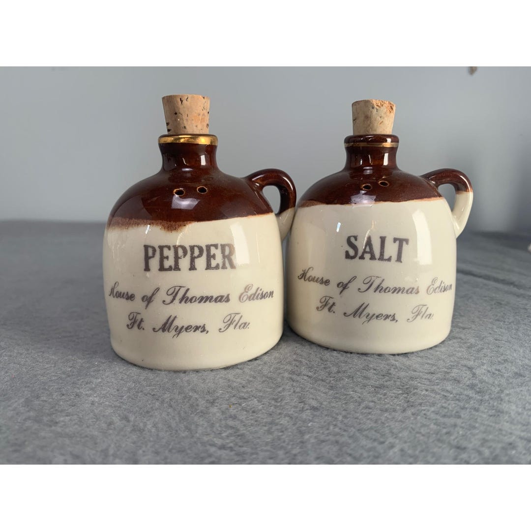 Vintage Ceramic Salt & Pepper Shaker Set House of Thomas Edison Ft ...