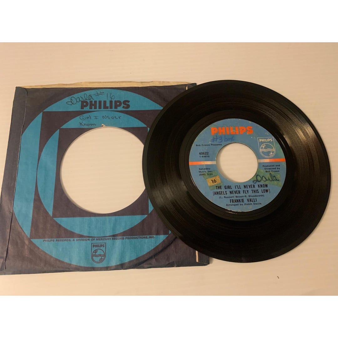 Vintage Philips 45 RPM Vinyl Record Frankie Valli "the Girl I'll Never ...