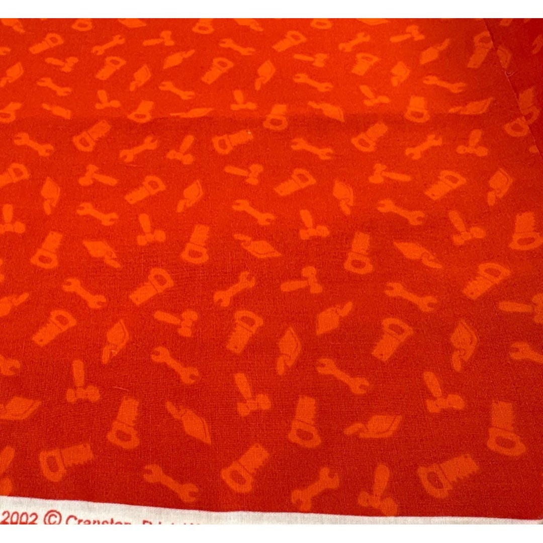 Thomas & Friends Themed Cranston Cotton Fabric 26x43" Orange W/ Tools ...
