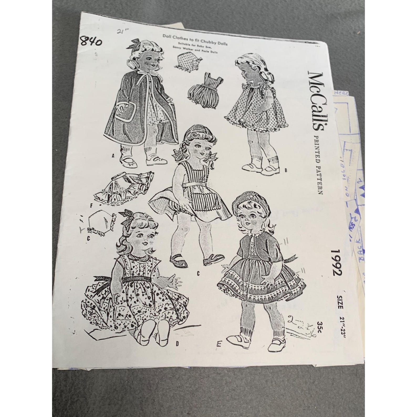 Mccalls Doll Clothes Pattern Size 22 Chubby Dolls 1992 Vintage Sewing ...