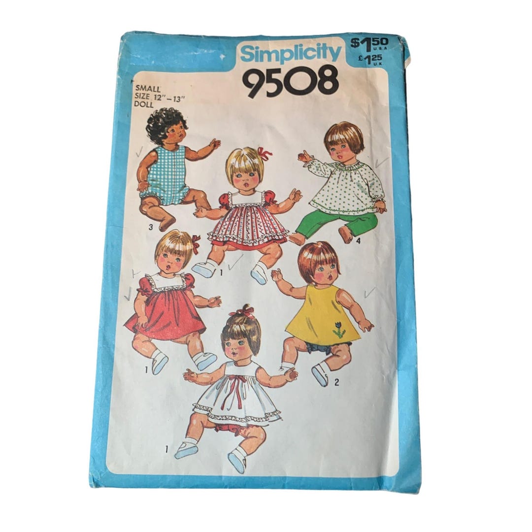 Simplicity 9508 Doll Clothes Sewing Pattern for Small 12