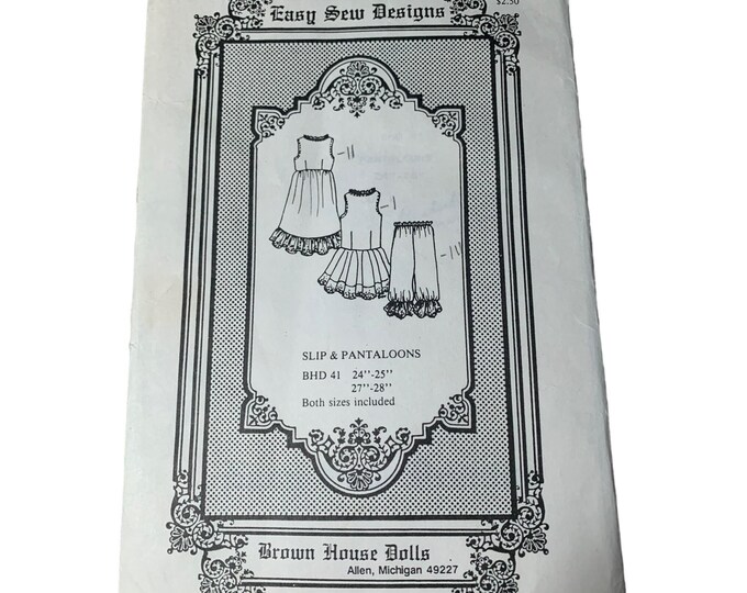 Vintage Brown House Dolls Easy Sew Slip & Pantaloons 24" - 28" Pattern ...
