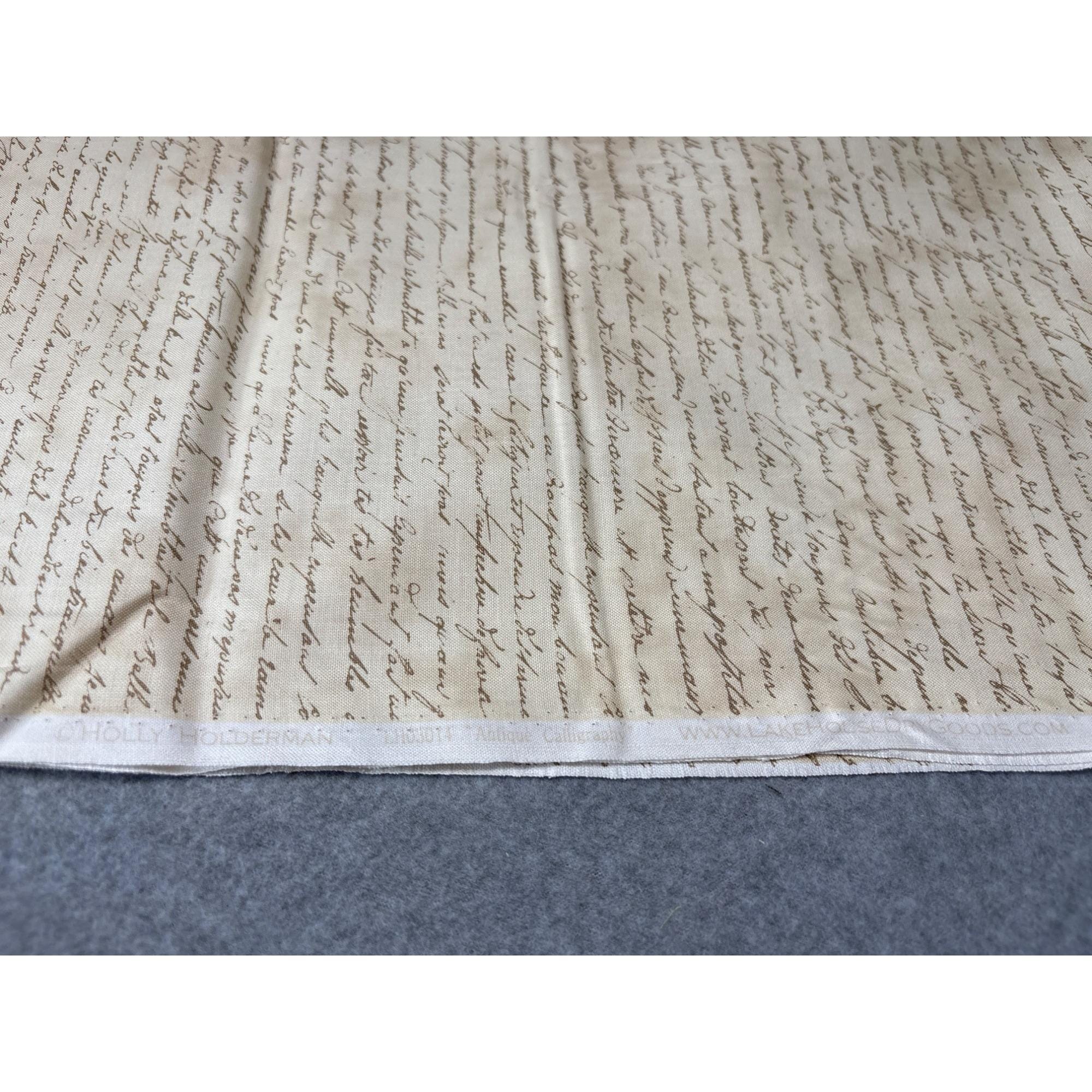 Antique Calligraphy 1/2 Yard X 44" Cream Script Fabric by Holly ...