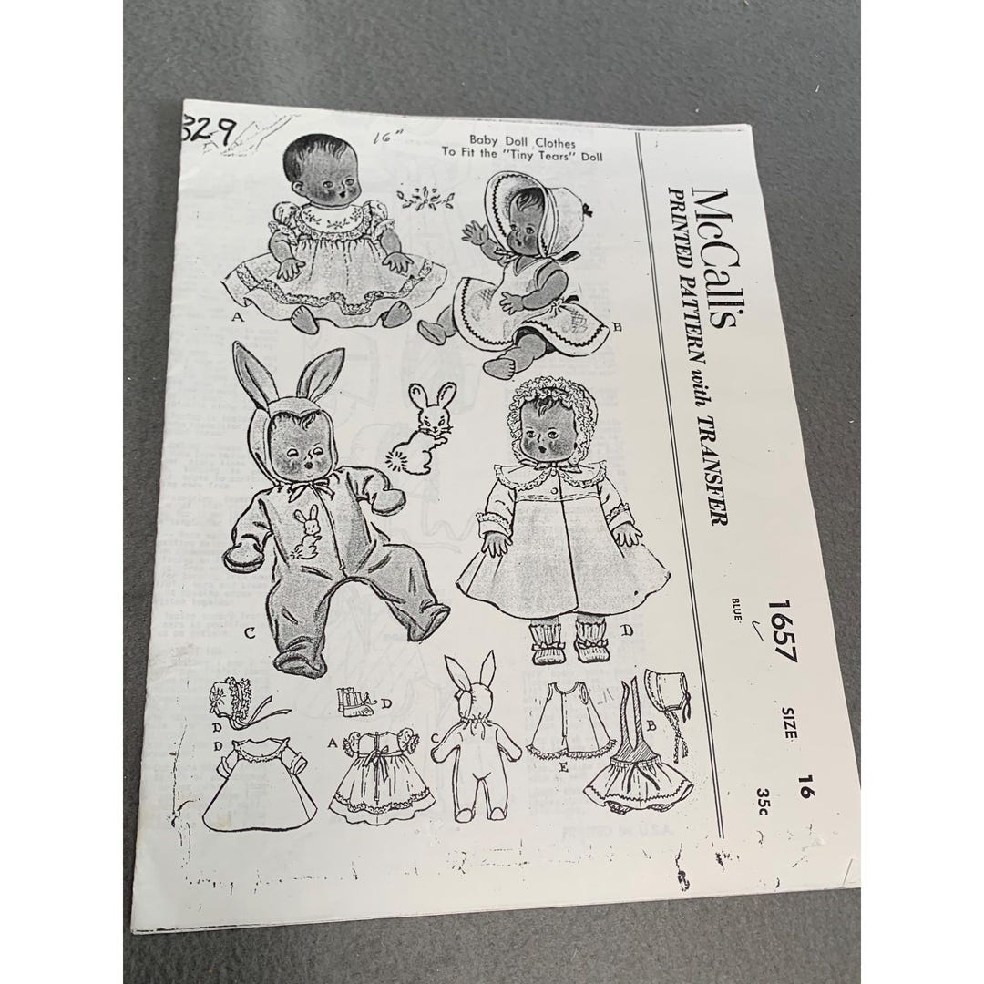 Vintage Mccalls Doll Clothes Pattern 1657 Size 16 Printed Pattern tiny ...