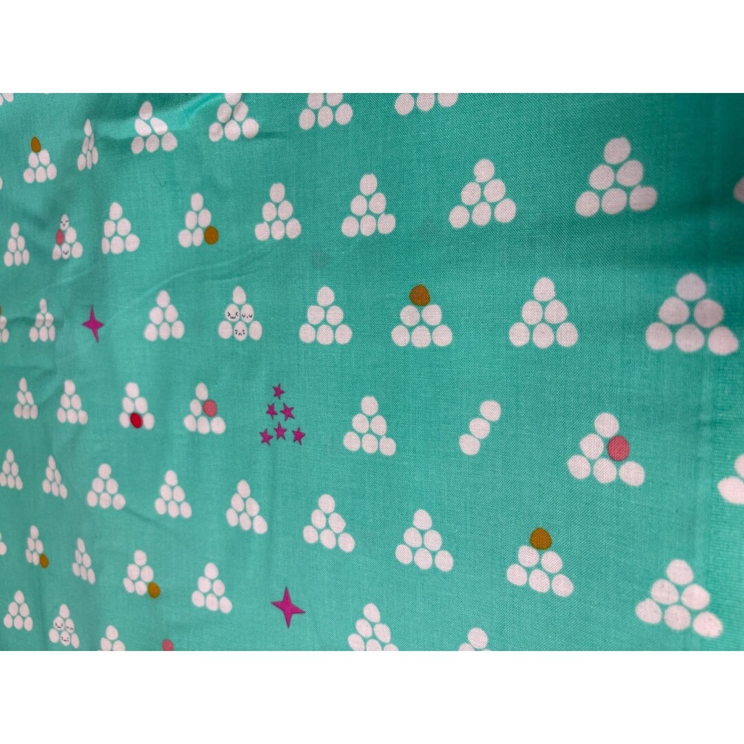 Mochi Folklore Moon Rabbit Cotton Fabric 1/2 Yard X 44" Turquoise With ...