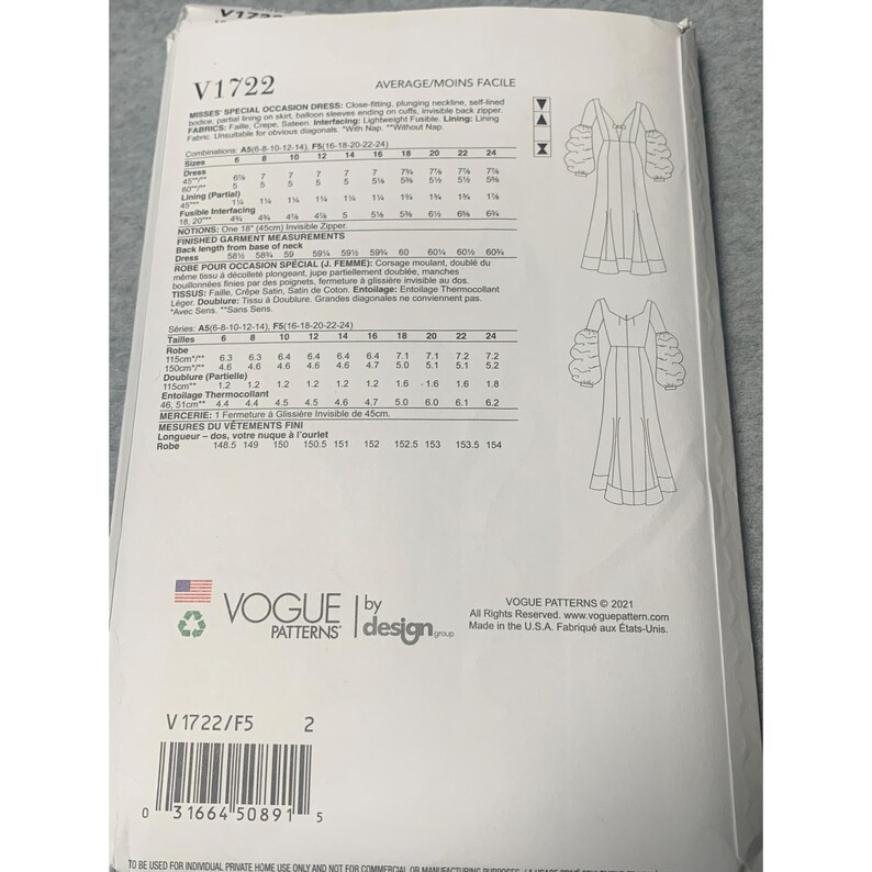 Vogue Patterns V1722 Nicola Finetti Dress Sewing Pattern Size 16 18 20 ...