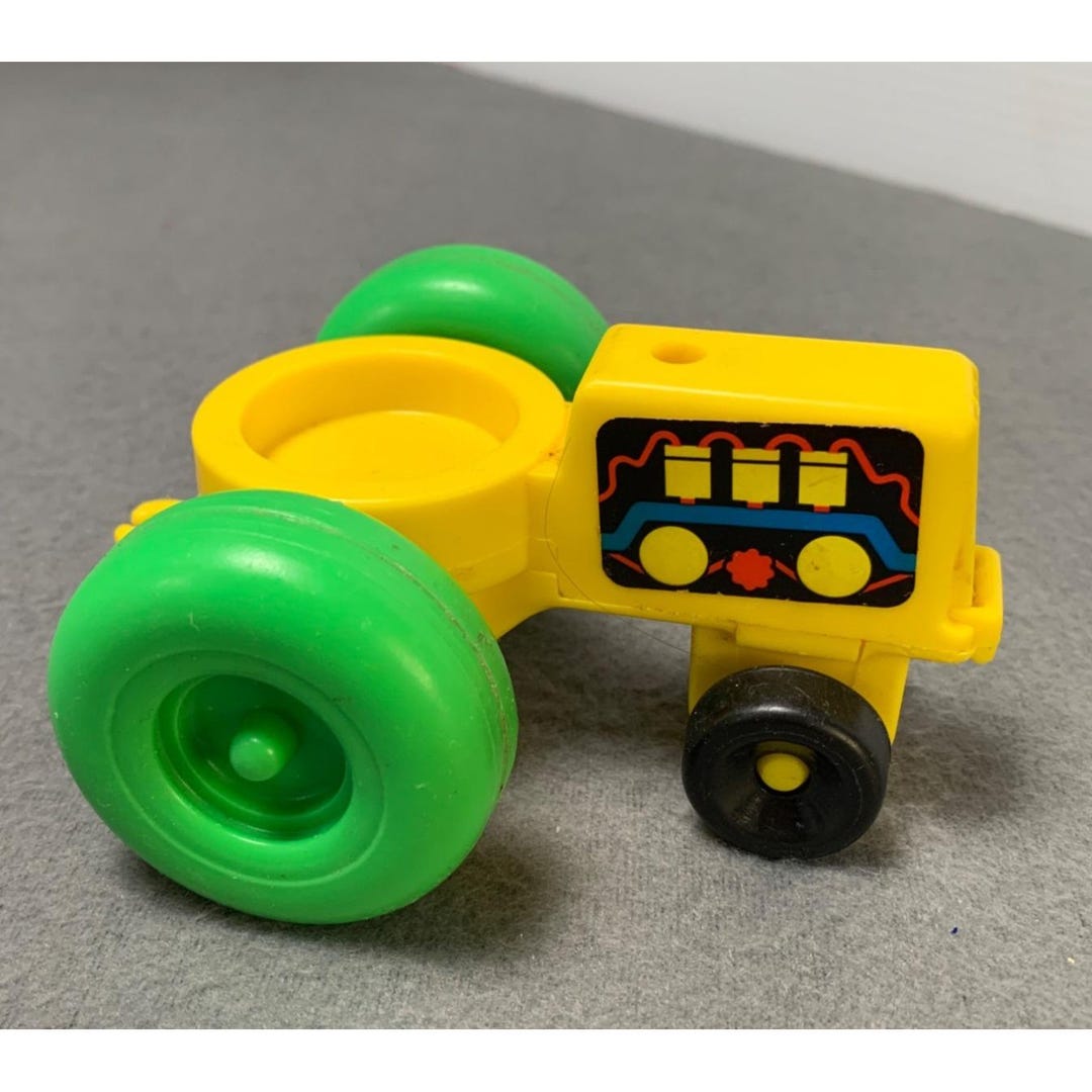Vintage Fisher Price Little People Farm Tractor 1990s Yellow & Green ...