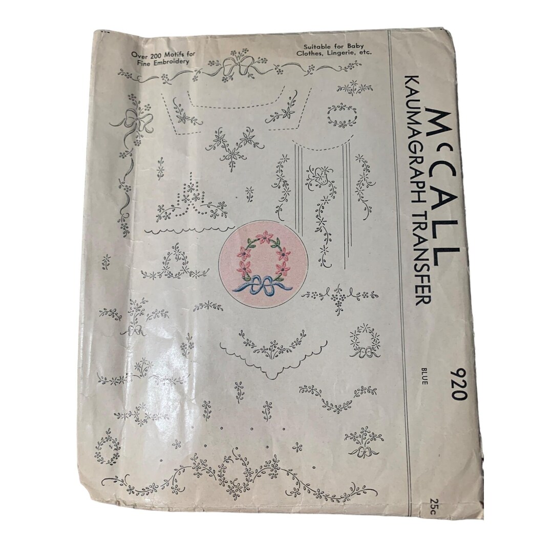 Vintage Mccall Kaumagraph Transfer Pattern No. 920 Fine Embroidery ...