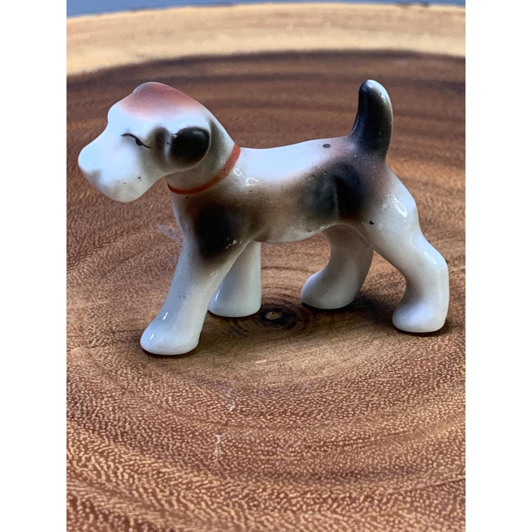 Vintage Japan Porcelain Dog Figurine Hand-painted 2.5" Tall Collectible ...