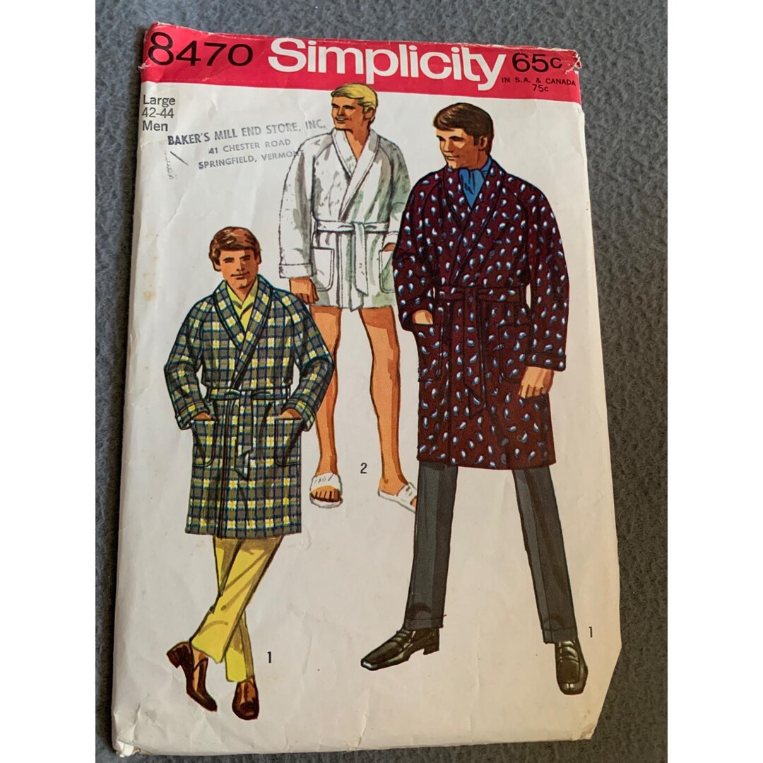 Simplicity 8470 Mens Robe Sewing Pattern Size Large 42-44 1969 - Etsy