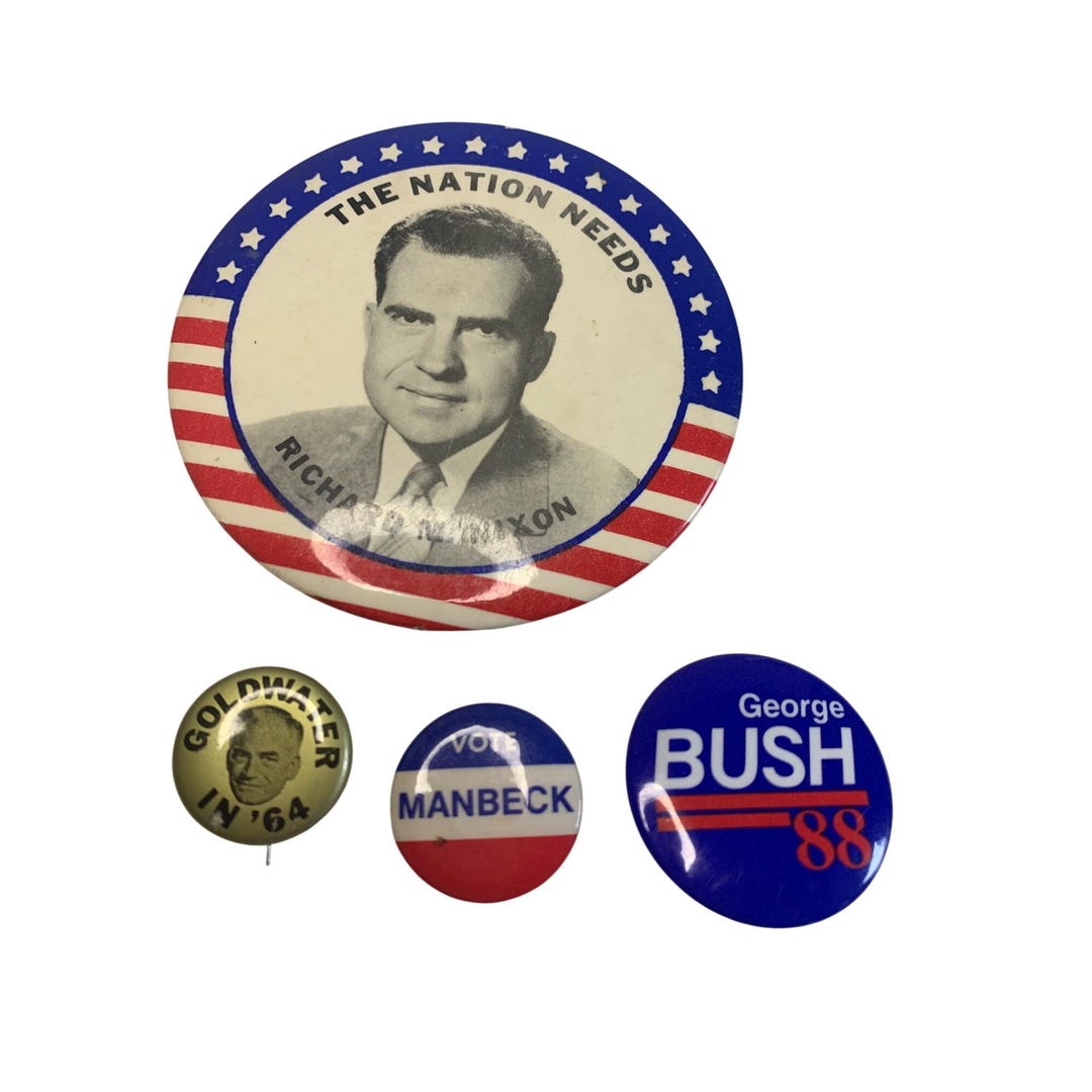 Presidential Campaign Button Lot Nixon Bush 88 Goldwater 64 Vote ...
