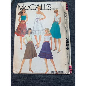 Vintage Mccalls 7554 Skirt Sewing Pattern Size 10 Womens 1980s - Etsy