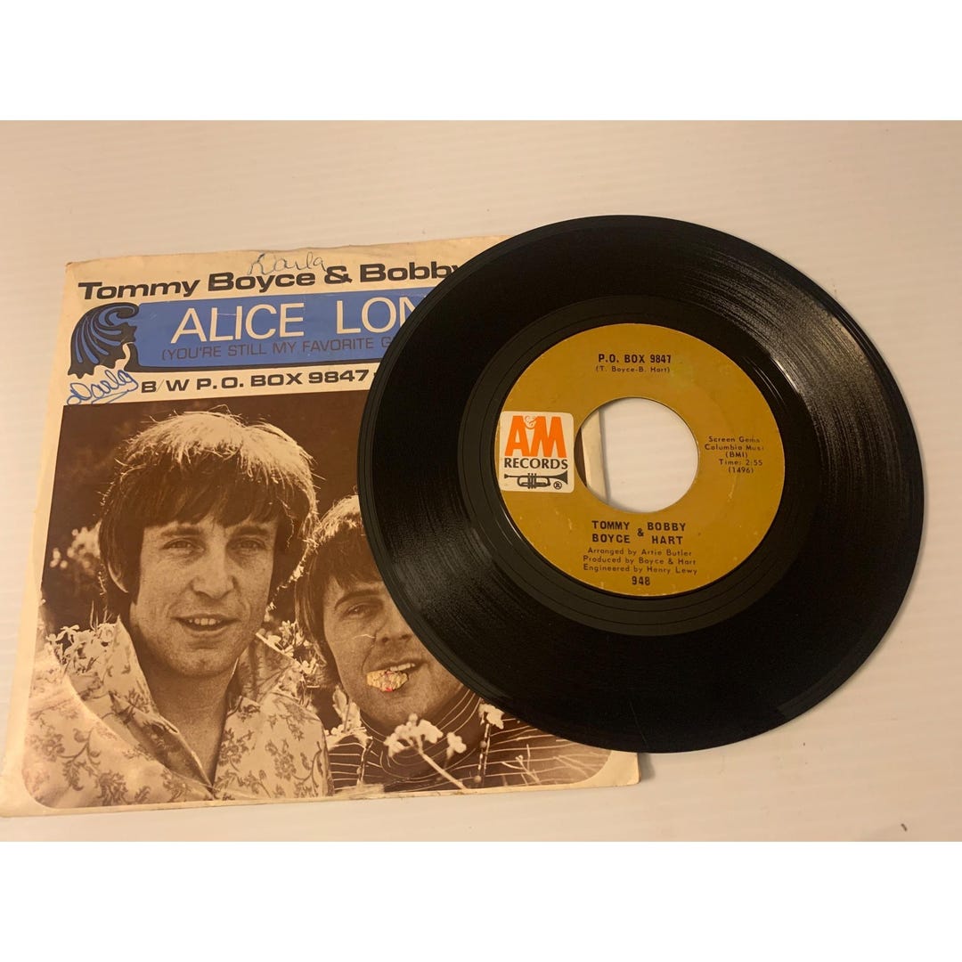 Tommy Boyce & Bobby Hart Alice Long 7" Vinyl Single AM Records 948 ...