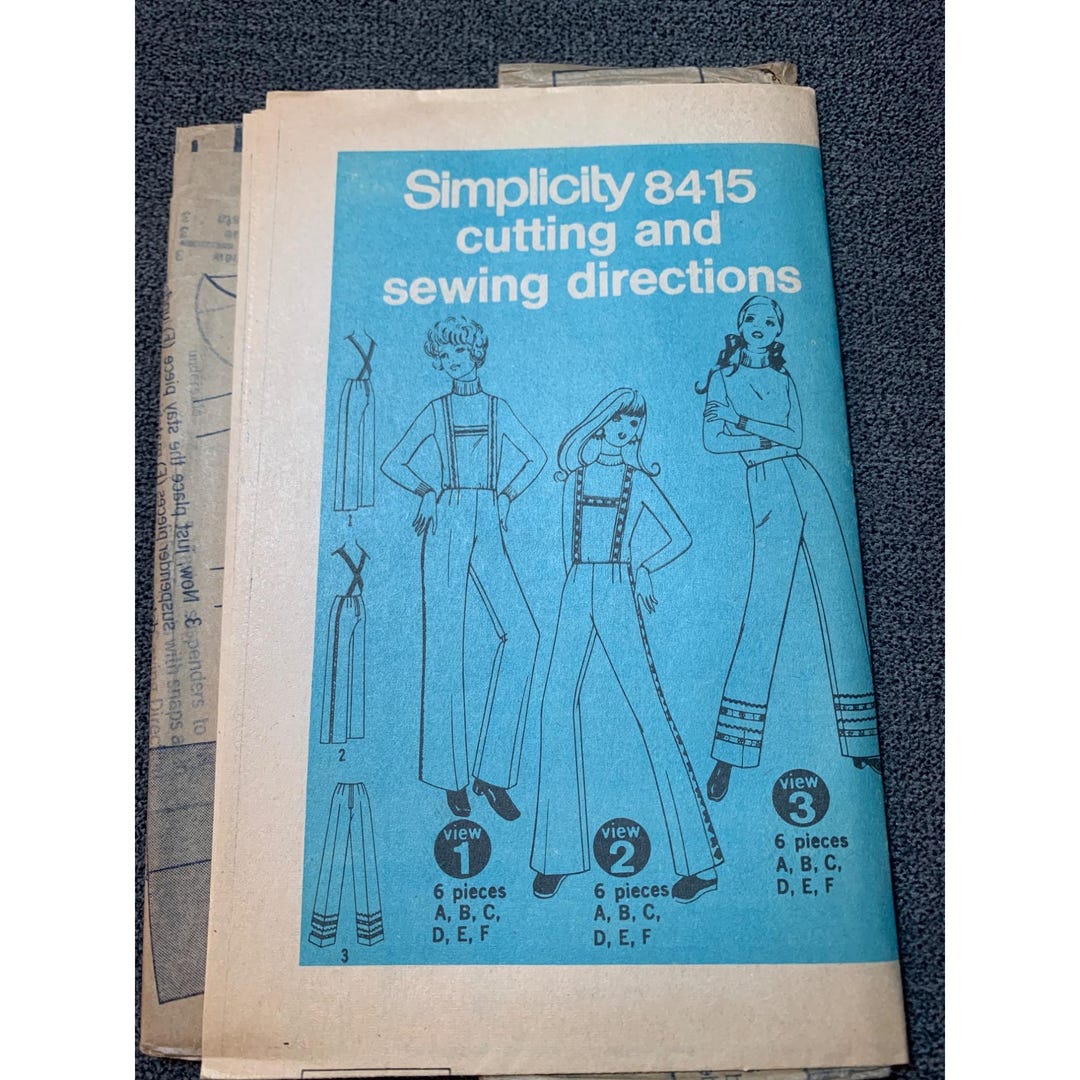 Vintage Simplicity 8415 Sewing Pattern Flare Leg Overalls Jumpsuits ...